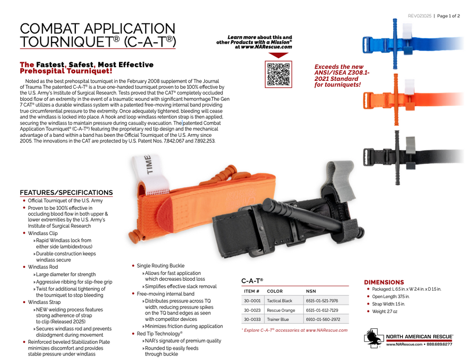 Combat Application Tourniquet (C-A-T) Generation 7 Various Colors ...